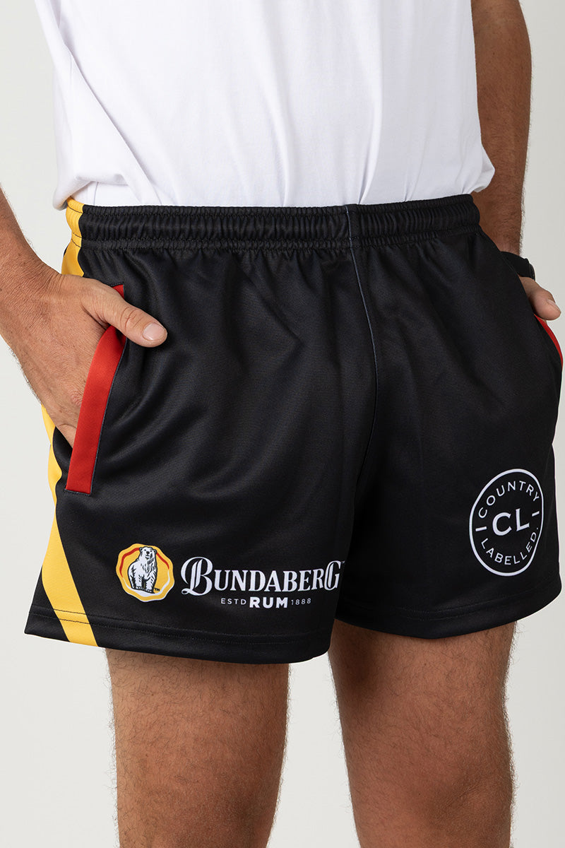 Footy Shorts - Bundy Rum - Black – COUNTRY LABELLED