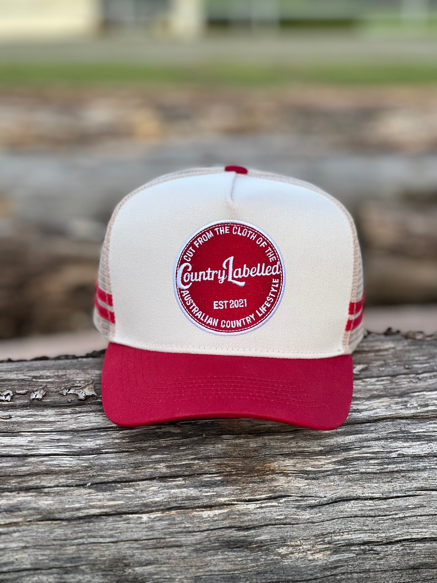Country Labelled Cap - CL Patch - Cream & Red – COUNTRY LABELLED